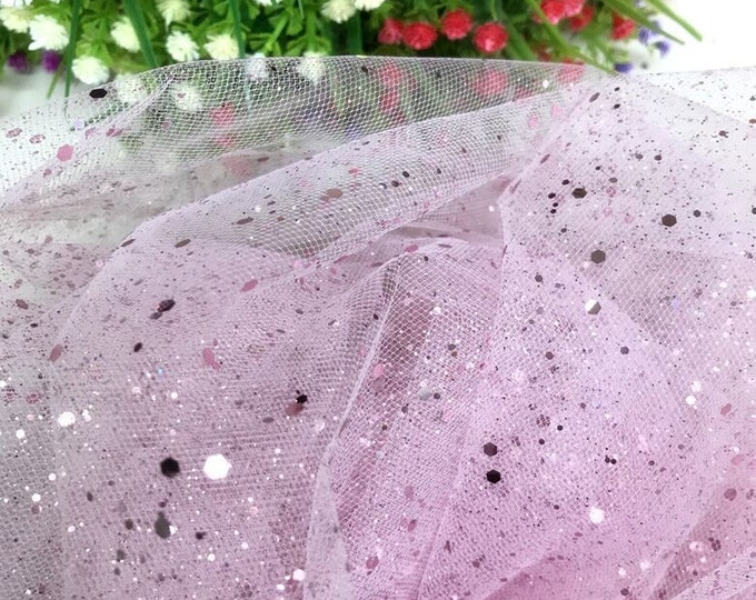 9 Colors Glitter Print Silver Sequin Polka Dot Lace Fabric Sequin Dot ...