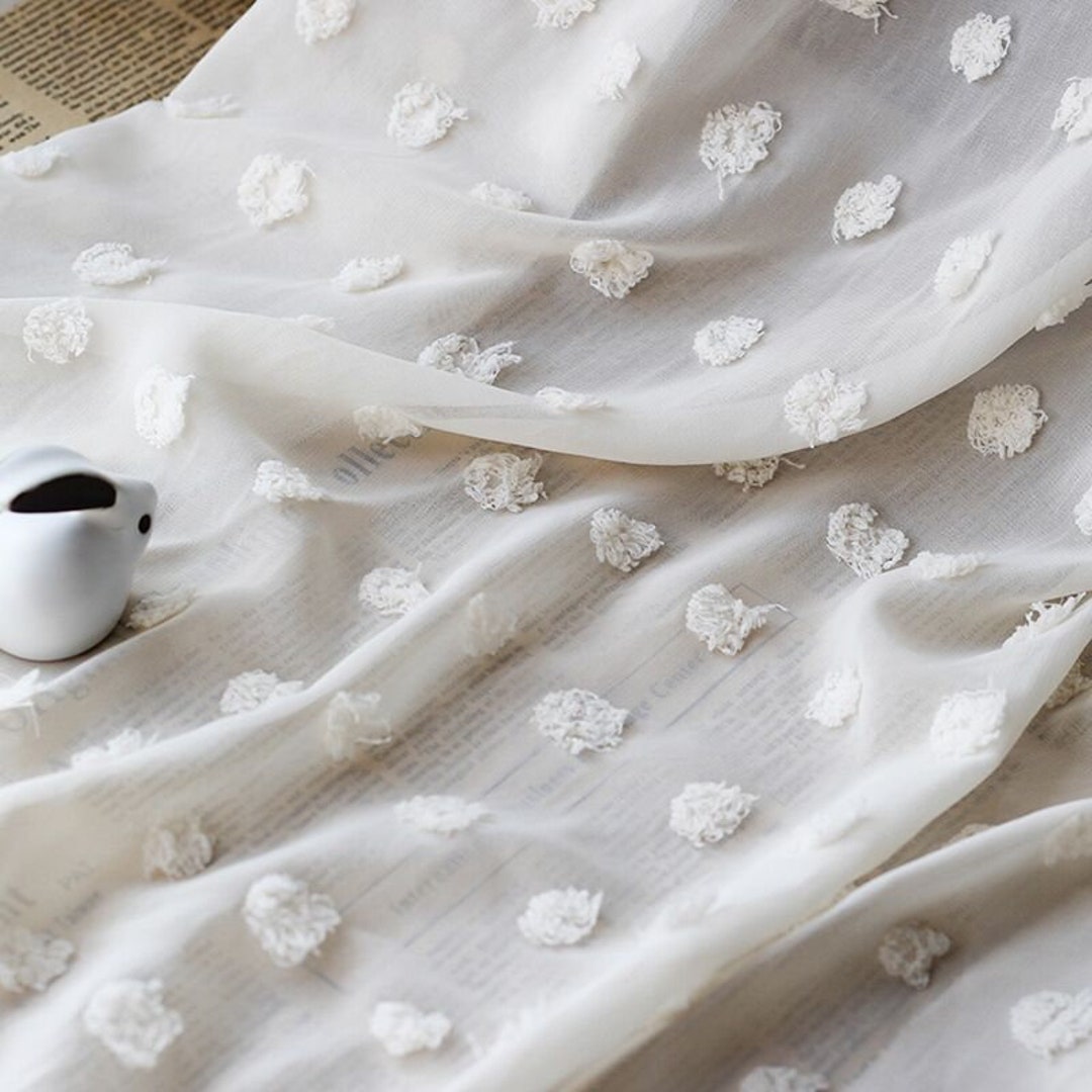 9 Colors Dot Embroidery Chiffon Fabric, Polka Dot Chiffon Fabric, Soft ...