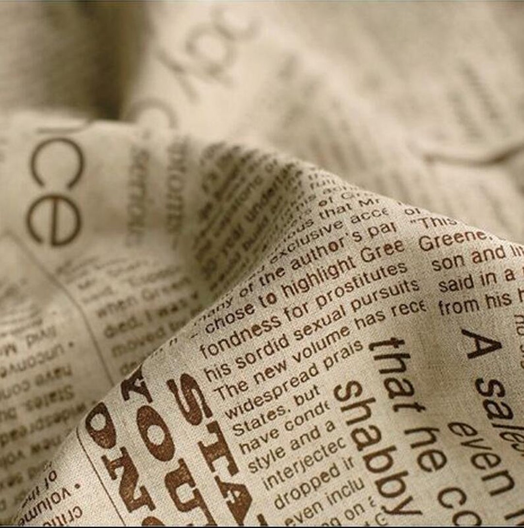Letter Newspaper Fabric English Letter Newspaper Printing Cotton Fabric ...