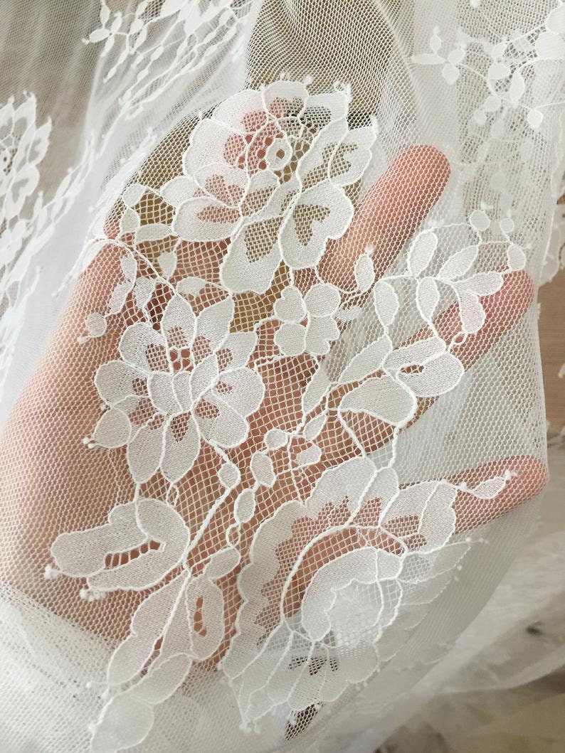 1 Meter Weißer Tüll Alice Blume Bestickter Spitzenstoff Für - Etsy.de