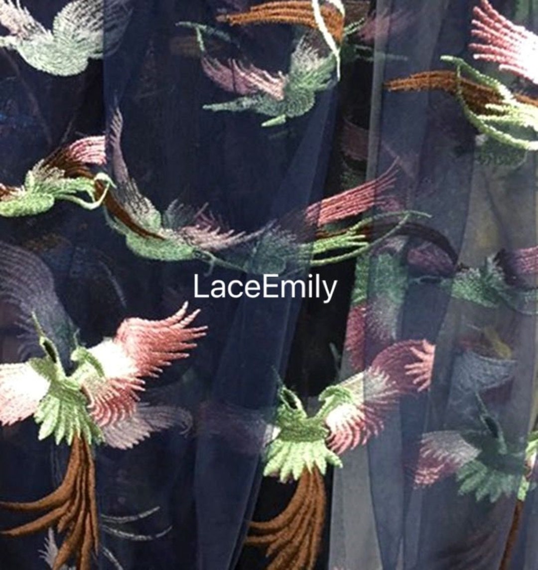 2 Color Flying Birds Embroidery Lace Fabric Bird Soft Tulle Lace for ...