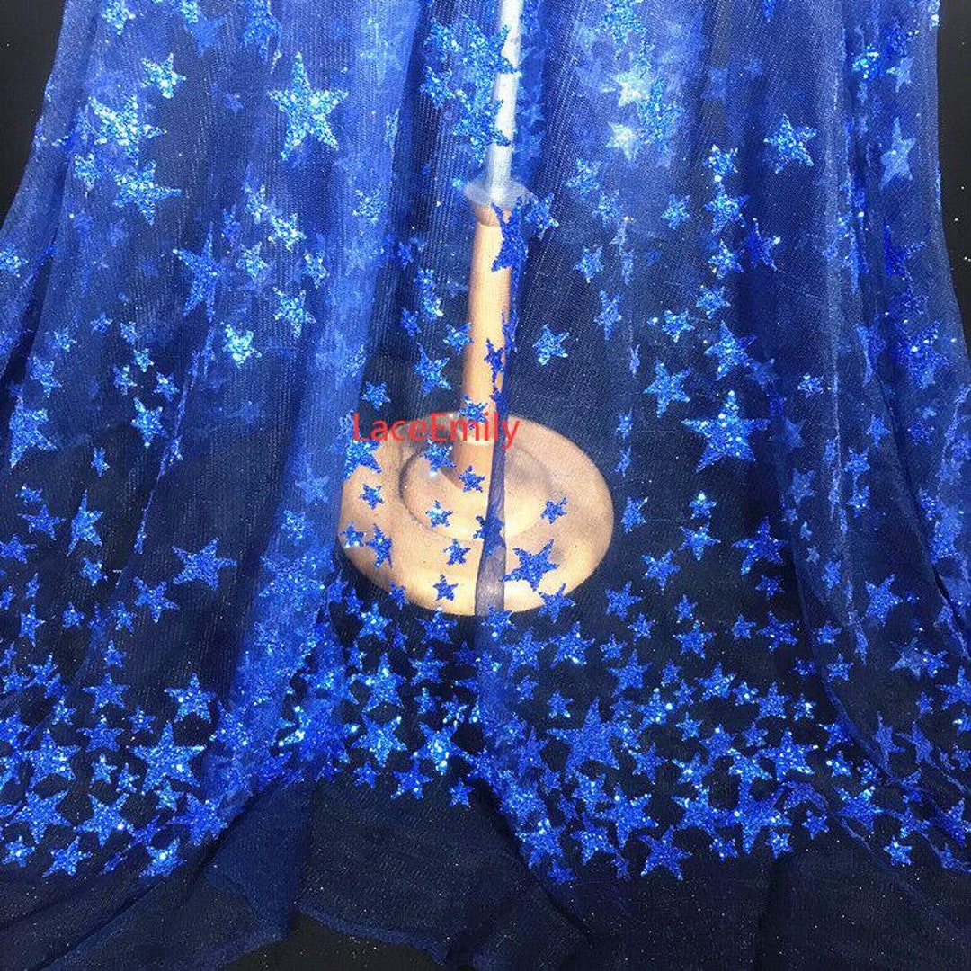 5 Colors Gold Glitter Star Lace Fabric Silver Star Tulle Fabric for ...
