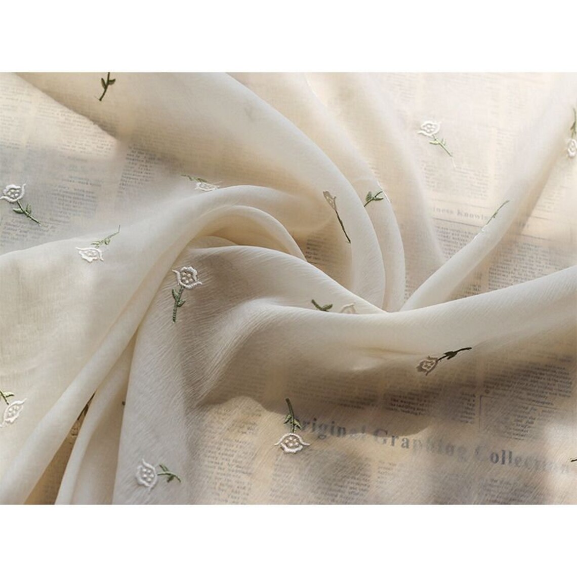 3D Flower Embroidery Chiffon Fabric Small Floral Apricot - Etsy