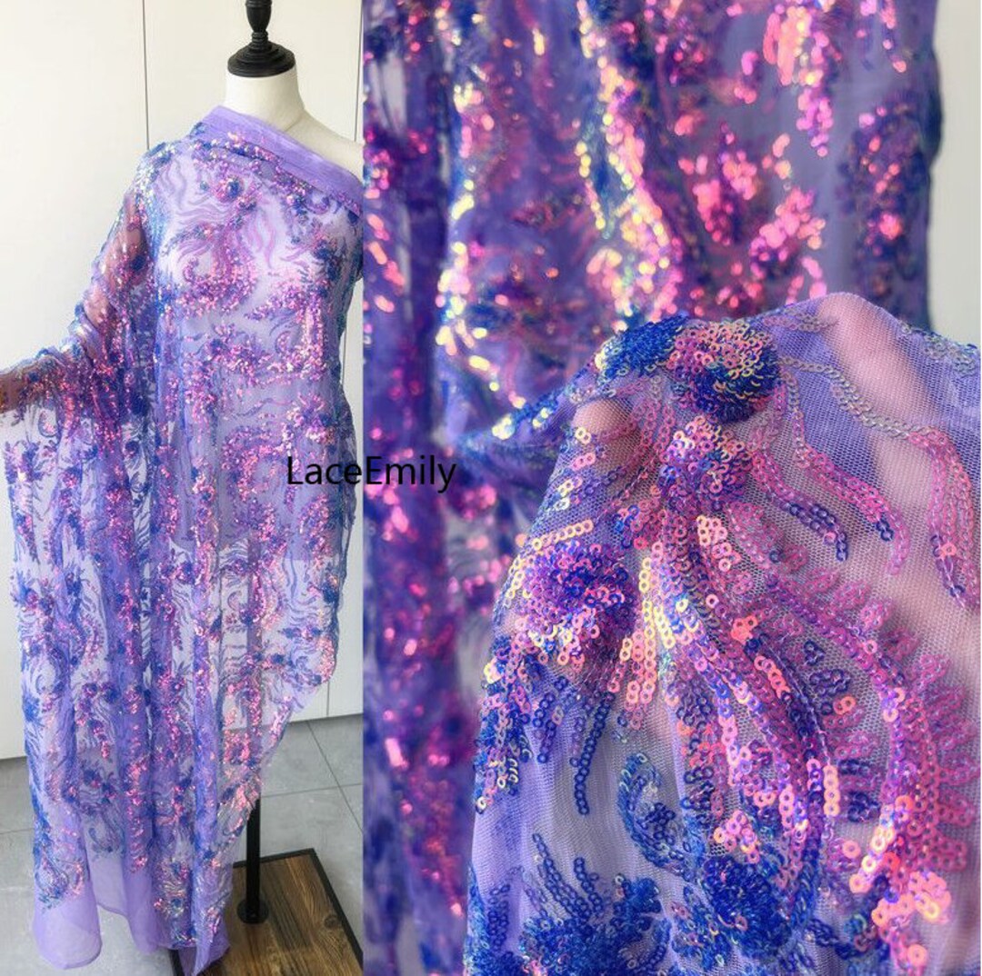 High Quality Multicolor Sequin Mesh Tulle Heavy Embroidery Sequins ...