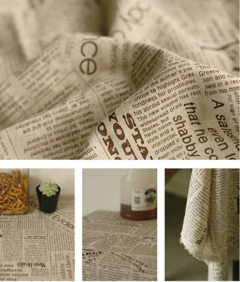 Letter Newspaper Fabric English Letter Newspaper Printing Cotton Fabric ...