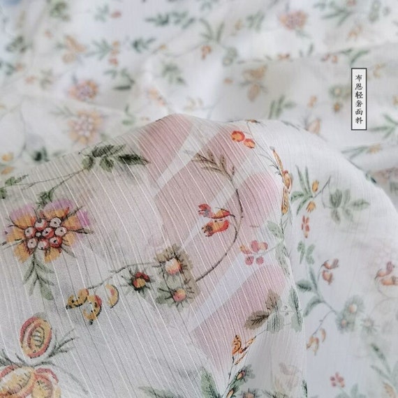 Flower Print Chiffon Fabric Floral Printed Soft Chiffon - Etsy