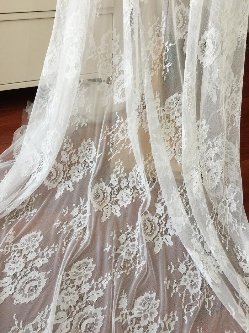 1 Meter Weißer Tüll Alice Blume Bestickter Spitzenstoff Für - Etsy.de