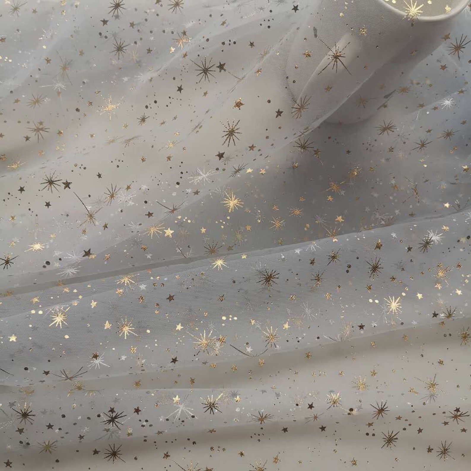 Gold Glitter Star Lace Fabric Silver Star Soft Tulle Fabric - Etsy
