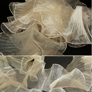 1 Meters 3D Gradient Pleated Organza Lace Trim off White Black Ruffled ...