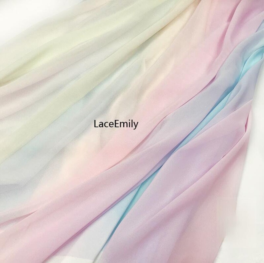 Gradient Colors Soft Chiffon Fabric, Ombre Rainbow Chiffon Fabric ...