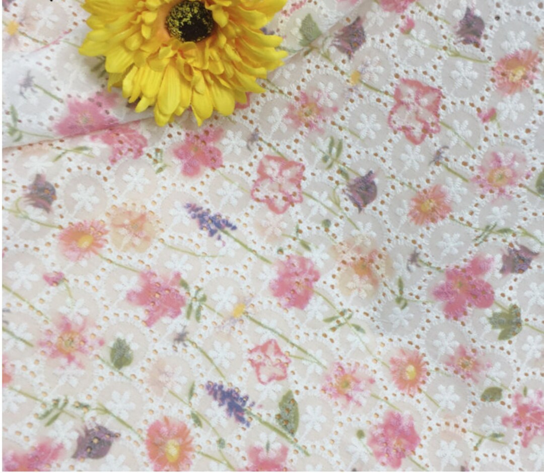 Flower Print Cotton Fabric Floral Embroidery Cotton Fabric for Wedding ...