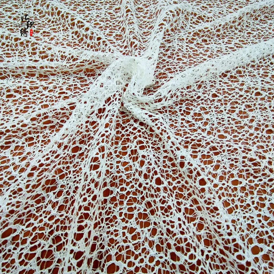2 Colors Light Blue Grid Embroidery Lace Fabric Grid Hollow Fabric ...
