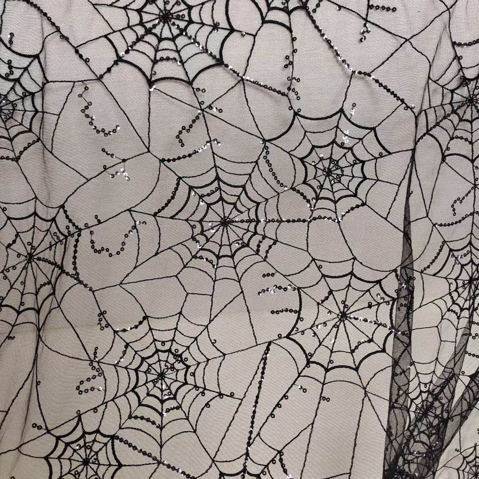 Black Spider Web Lace Fabric Black Sequin Embroidery Tulle - Etsy