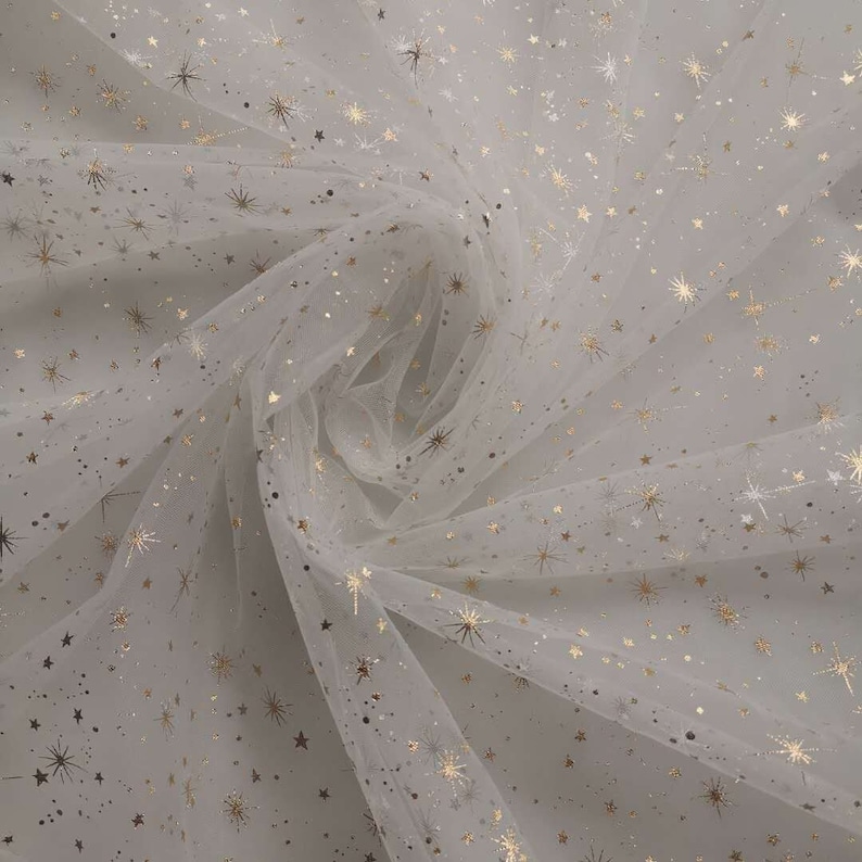 Gold Glitter Star Lace Fabric Silver Star Soft Tulle Fabric - Etsy