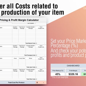 Product Pricing Calculator Etsy or General Use, Pricing Spreadsheet ...