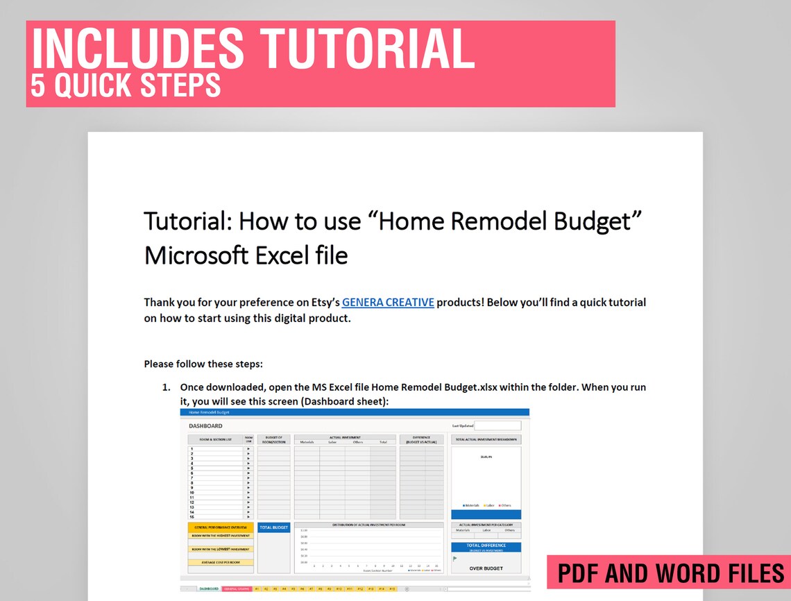 Home Renovation Remodel Budget Excel Template Renovation - Etsy