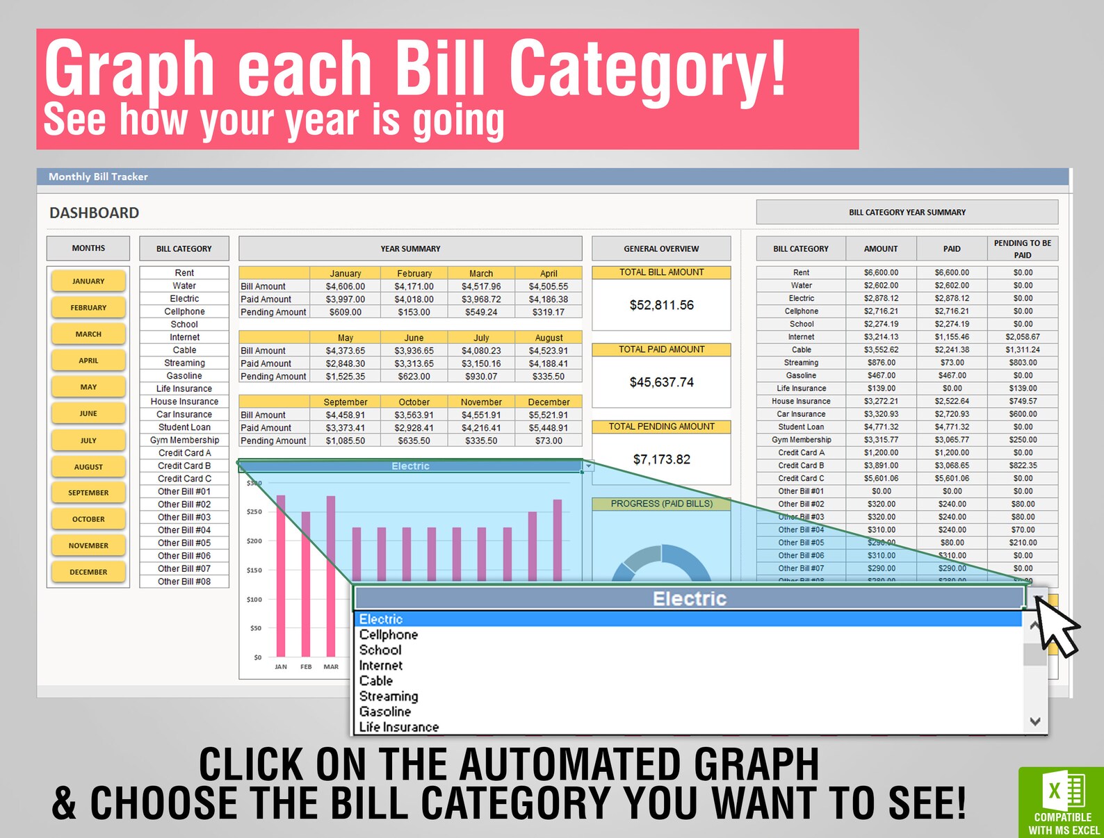 Monthly Bill Tracker Excel Template | Bill Payment Planner | Expense ...