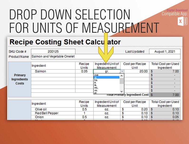Recipe Cost Calculator, Cooking Pricing Calculator, Recipe Costing ...
