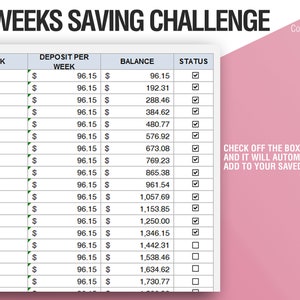 52 Week Savings Challenge Tracker | Savings Goal Tracker Excel ...