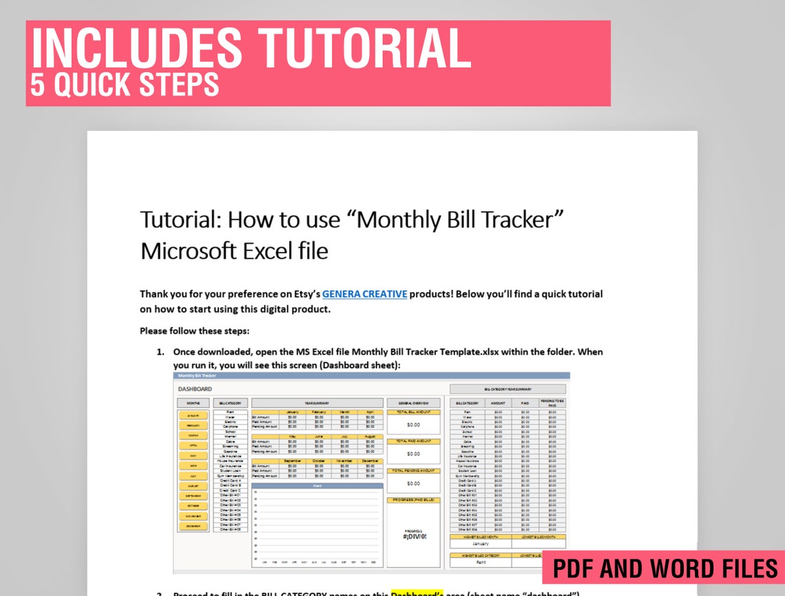Monthly Bill Tracker Excel Template | Bill Payment Planner | Expense ...