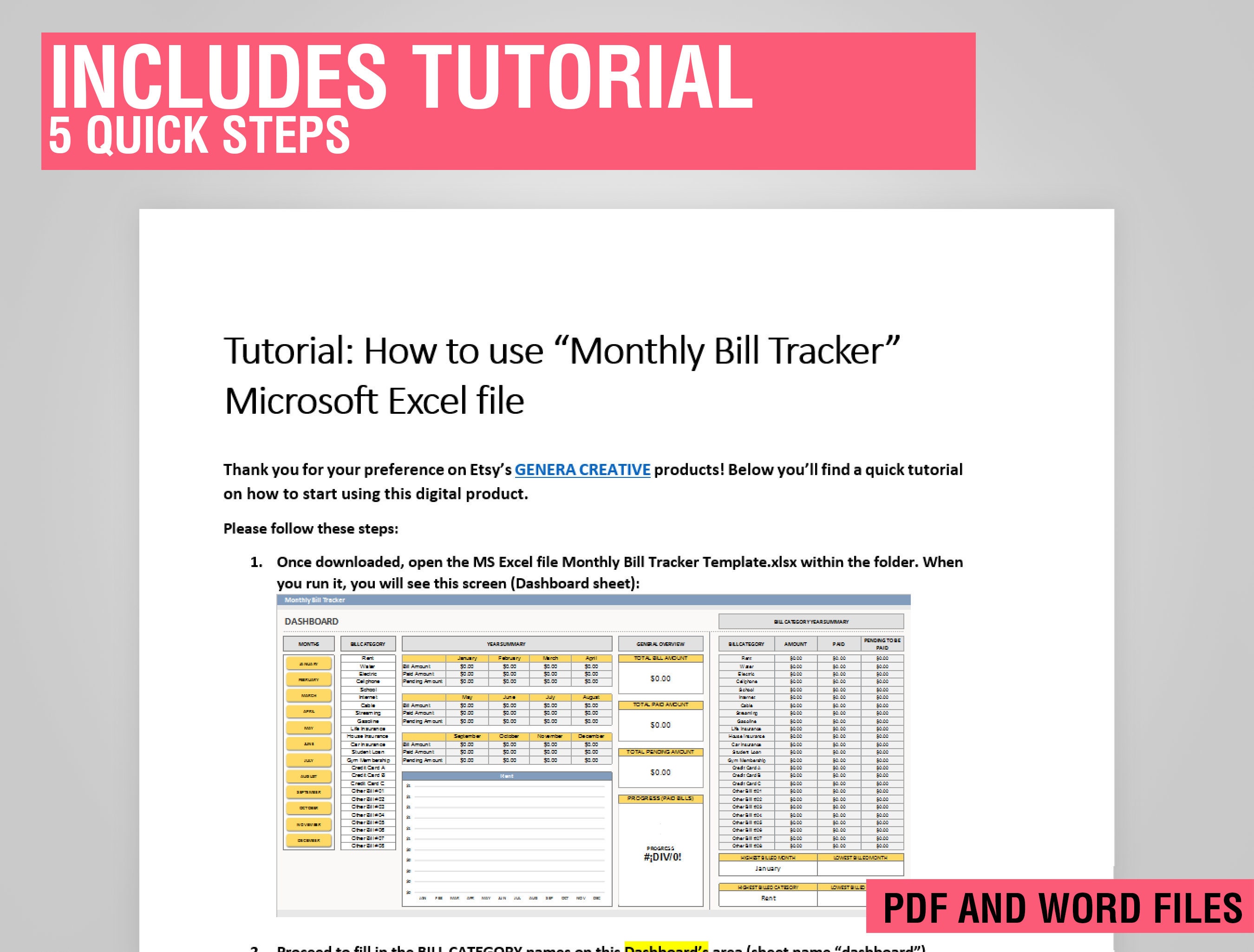 Monthly Bill Tracker Excel Template | Bill Payment Planner | Expense ...