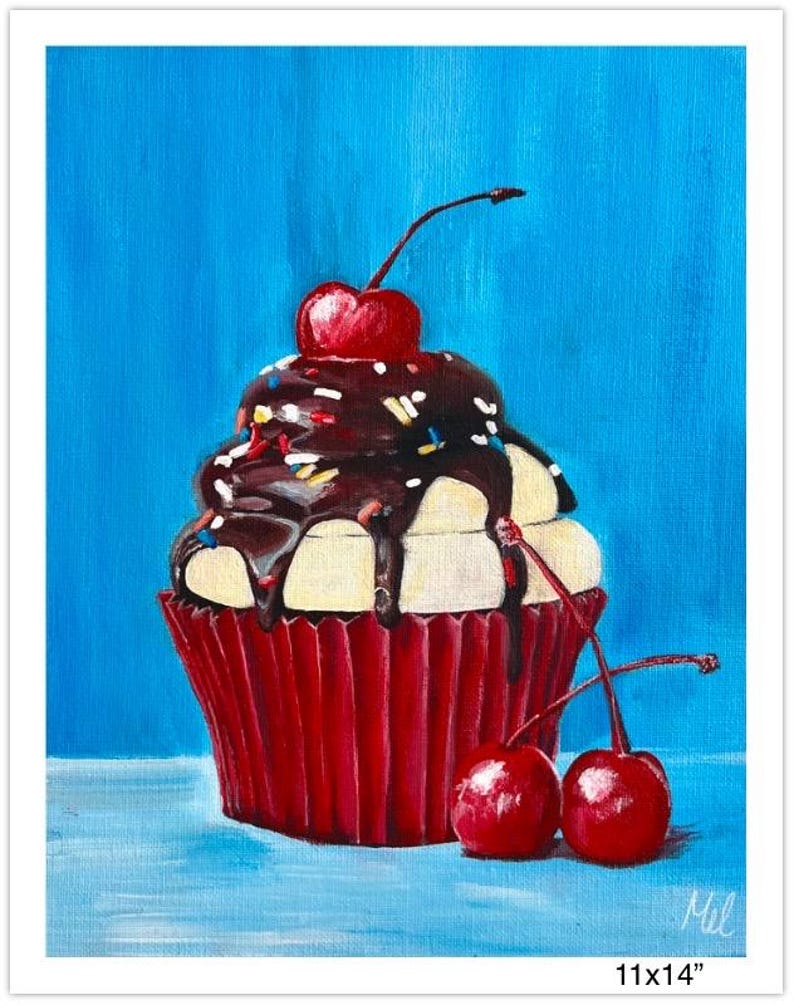 Still-life Hand-painted Cupcake Acrylic Wall Art Canvas - Etsy