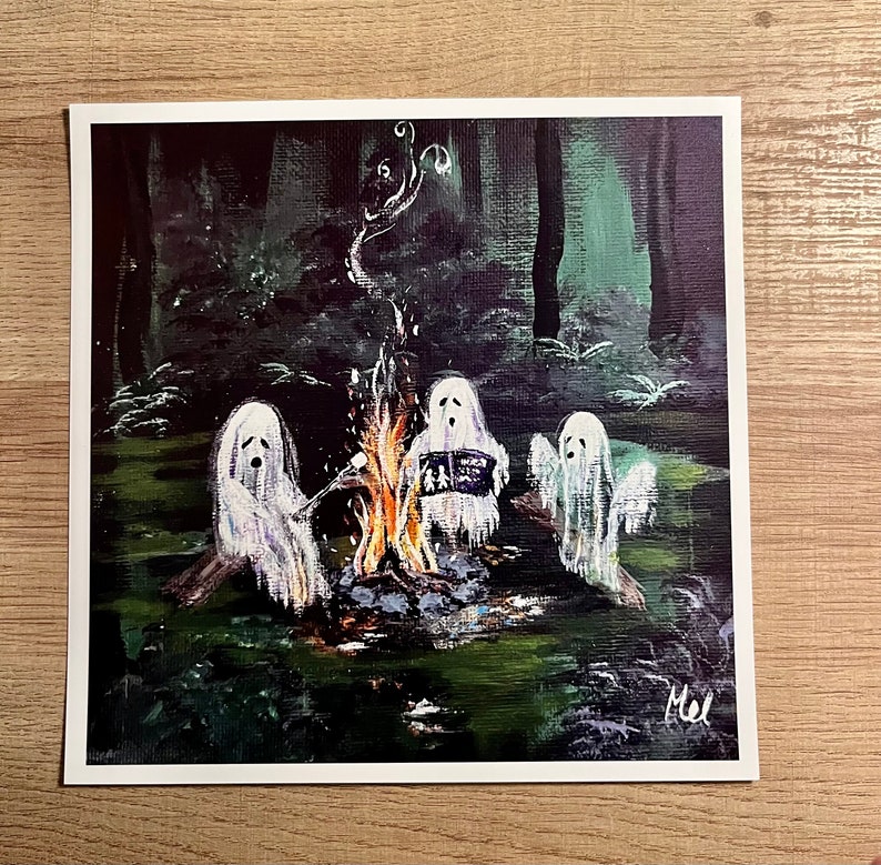 Spooky Campfire Ghosts Hand Painted Wall Art - Etsy
