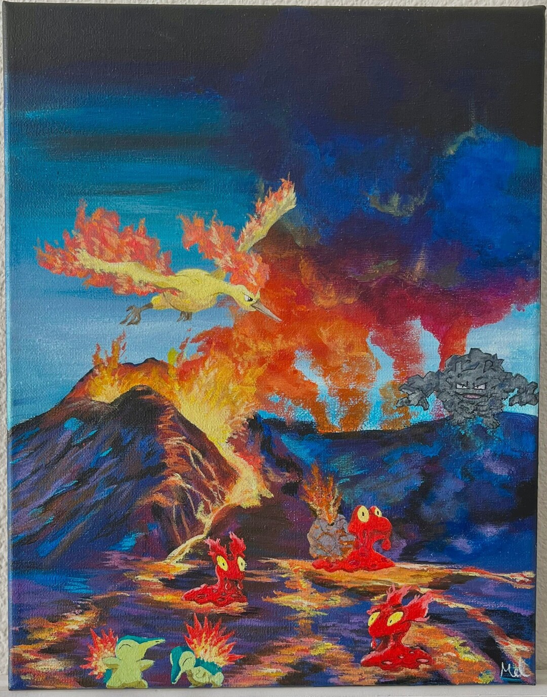 Fire Type Hand Painted Acrylic Canvas Wall Art - Etsy