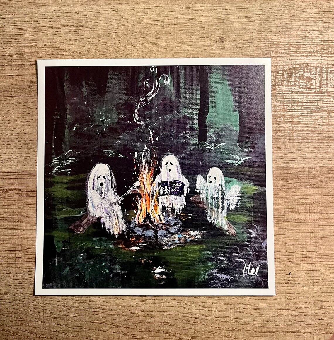 Spooky Campfire Ghosts Hand Painted Wall Art - Etsy