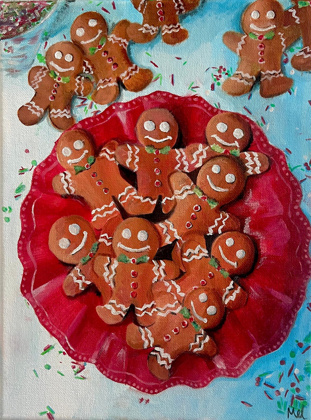 Still-life Gingerbread Christmas Hand Painted Canvas Wall Art - Etsy