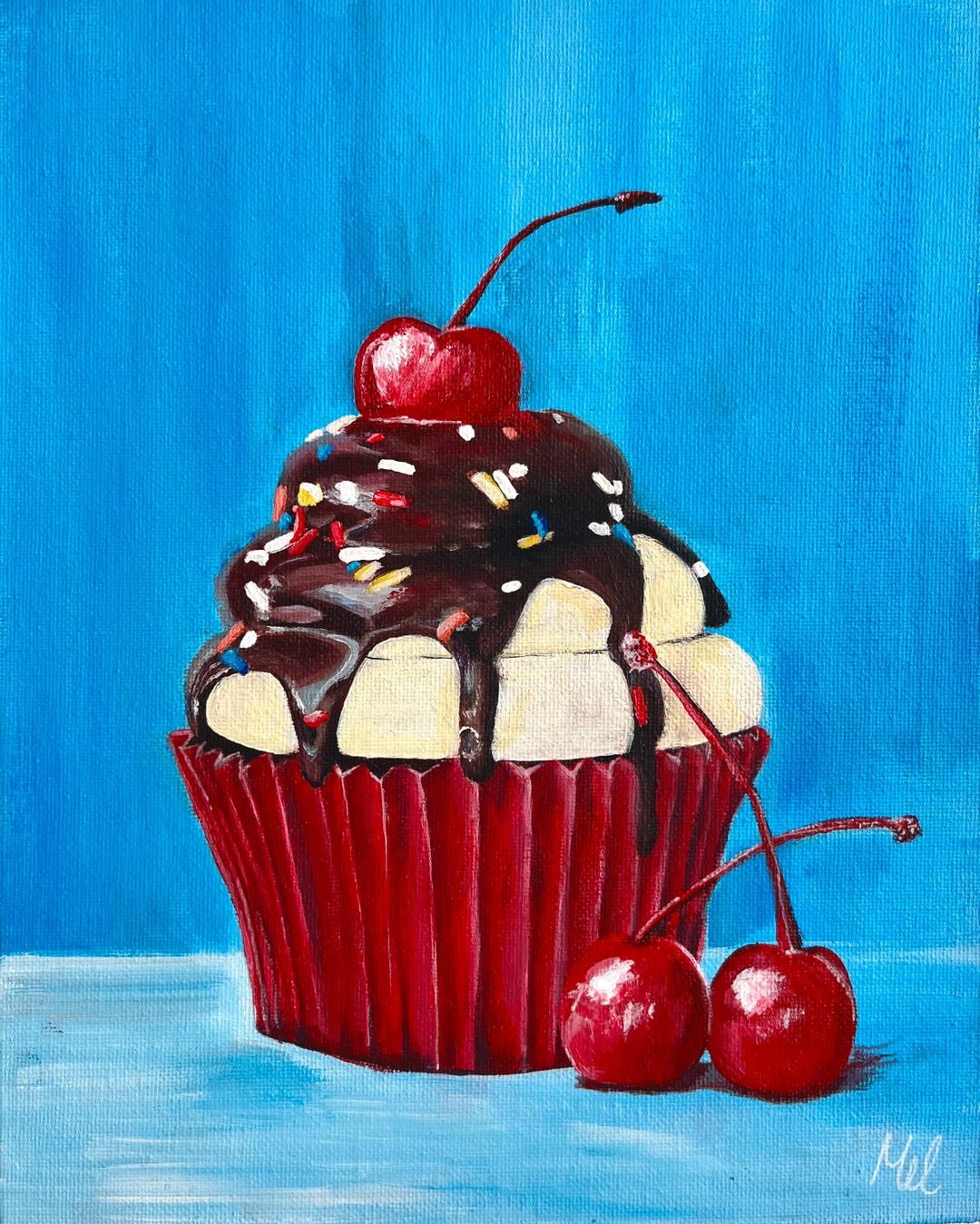 Still-life Hand-painted Cupcake Acrylic Wall Art Canvas - Etsy