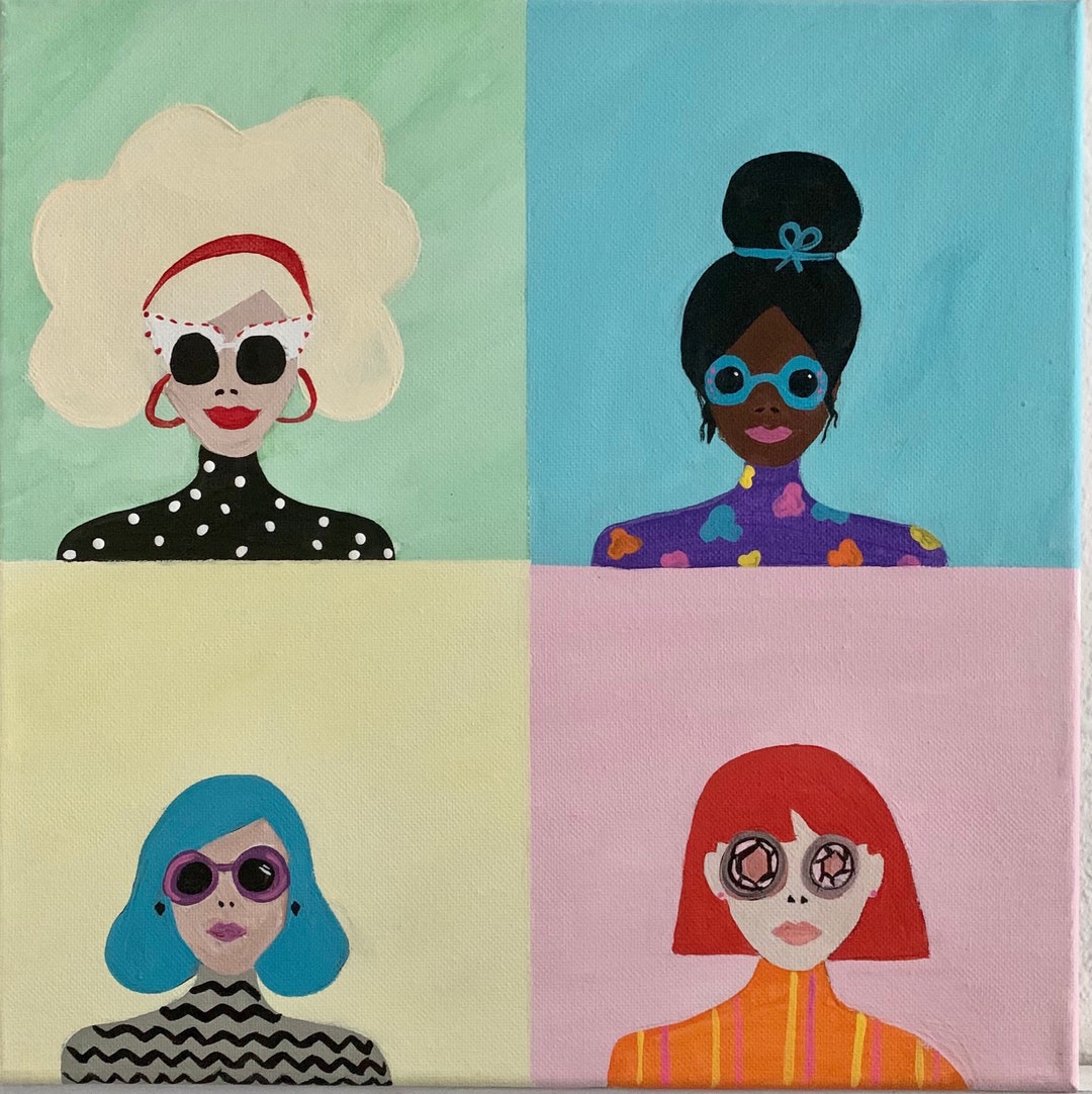 Retro 60s Hand Painted Canvas Wall Art - Etsy