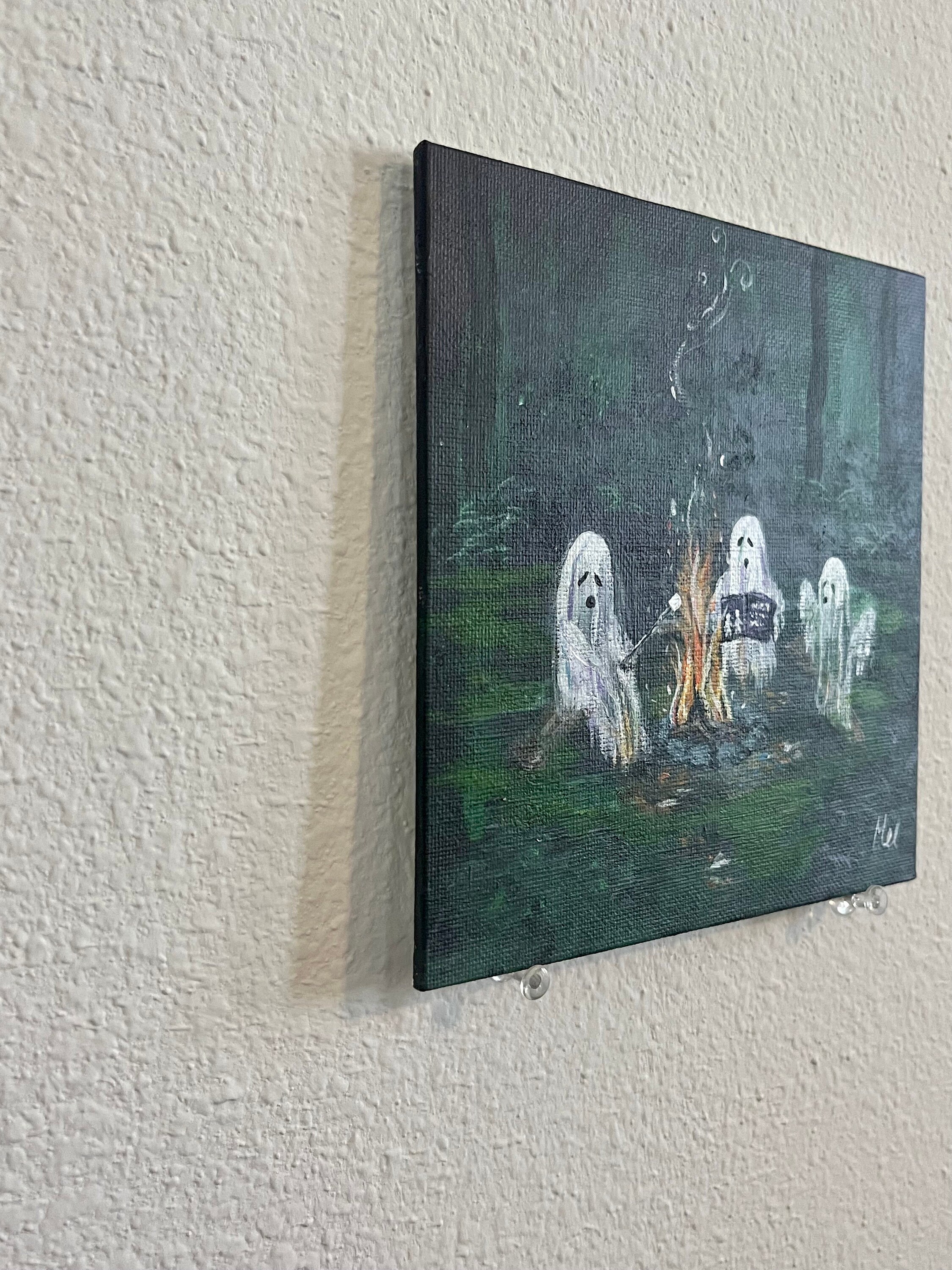 Spooky Campfire Ghosts Hand Painted Wall Art - Etsy