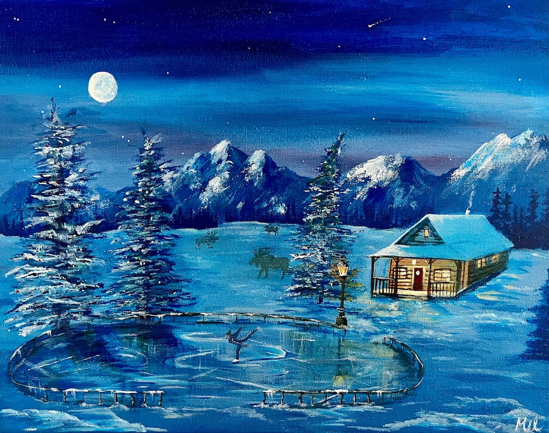 Winter Wonderland Hand Painted Canvas Wall Art - Etsy