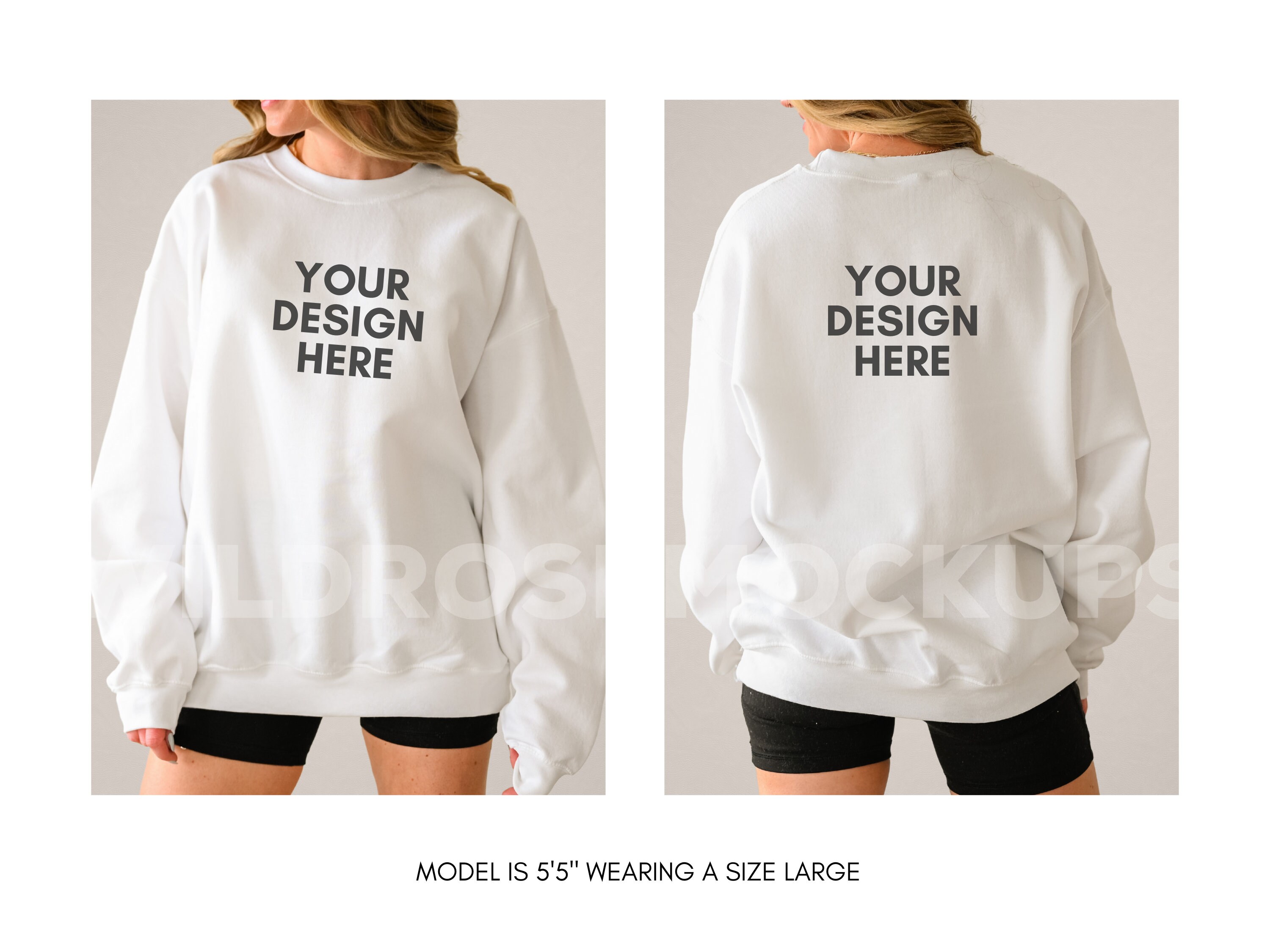 Sweatshirt Sizing | Front Side Back of Sweatshirt | White Sweatshirt ...