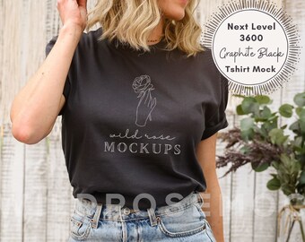 Next Level Model Mockup Graphite Black T Shirt Mockup Black | Etsy