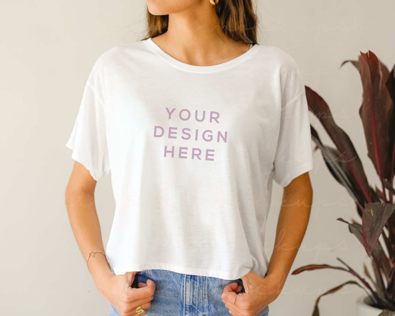 Bella Canvas Mockup Bella Canvas White Flowy Crop T Model - Etsy