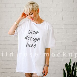 Oversized T Shirt Model Mock Up, Front and Back of Shirt Mockup, Bella ...