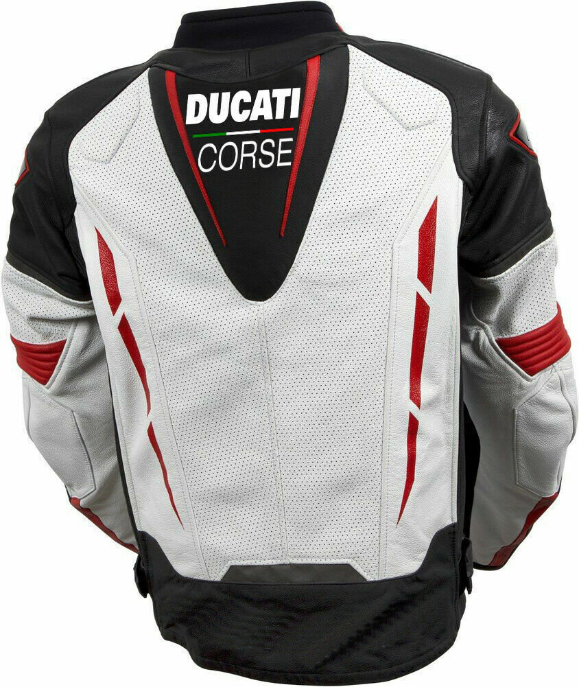 Ducati Waterproof Motorcycle Racing Jacket Real Leather Biker Motorbike ...