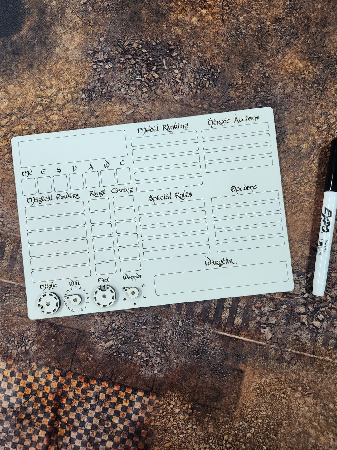 MESBG Dry Erase Single Character Stat Card LOTR HOBBIT - Etsy