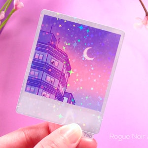 Holographic Aesthetic Sticker: Lofi Sky | Polaroid Stickers | for ...