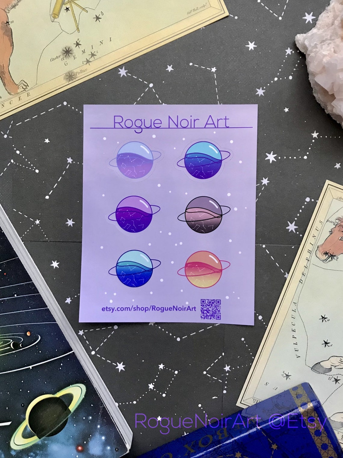 Cute Planet Sticker Sheet Kawaii Aesthetic Vinyl Space - Etsy