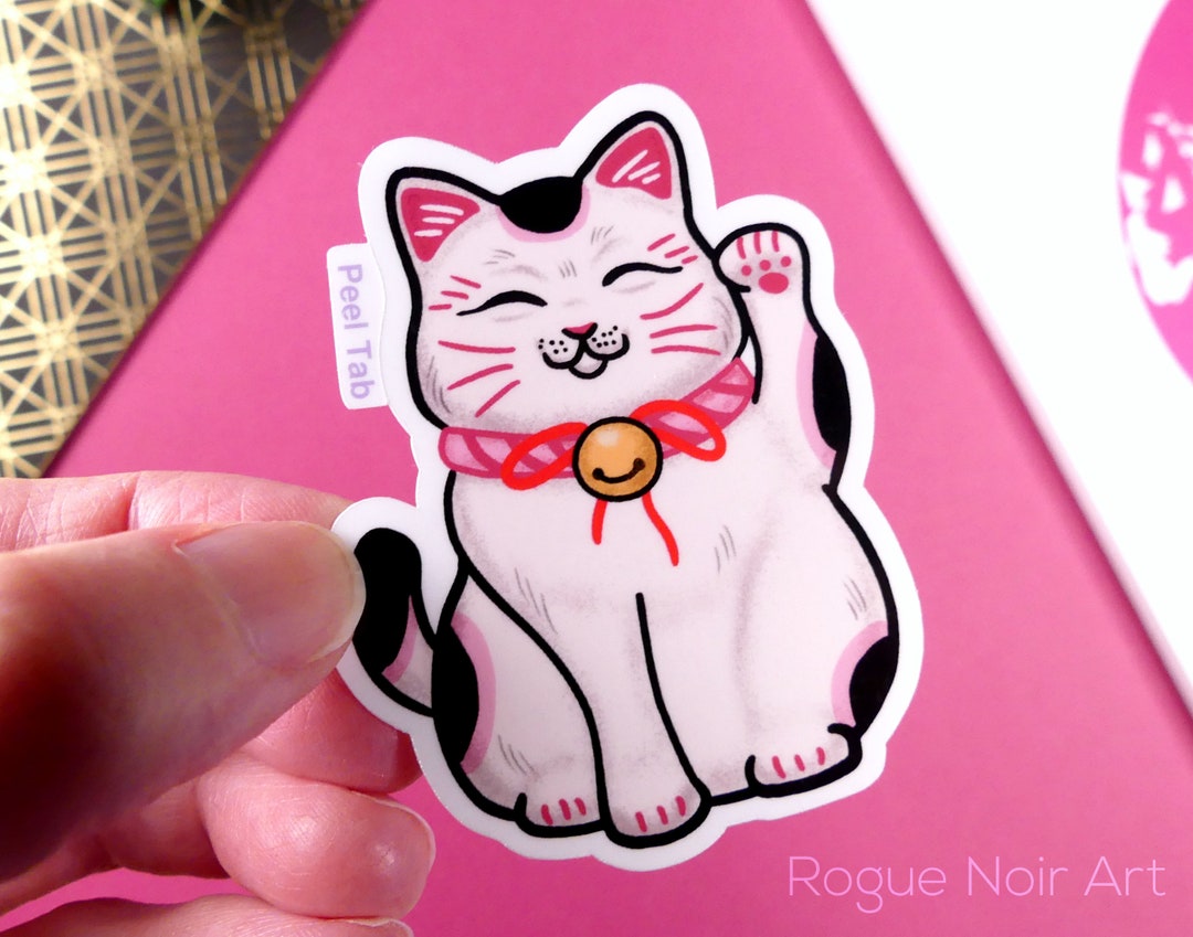 Lucky Cat Sticker | Maneki Neko | Cute Cat Sticker | Glossy or ...