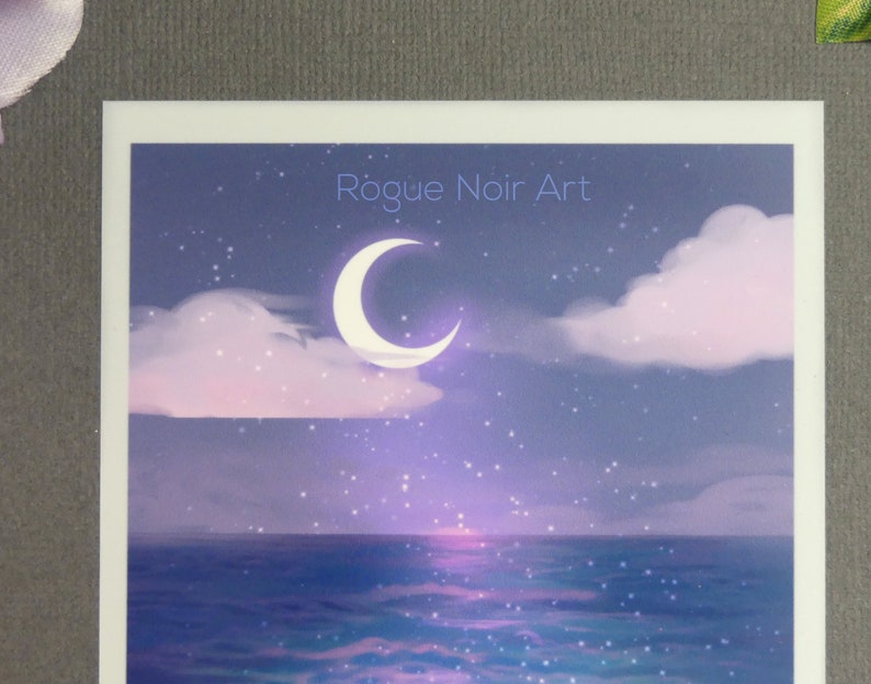 Ocean Polaroid Art Print: Dreamy Lofi Crescent Moon (4.25x3.5 In) - Etsy