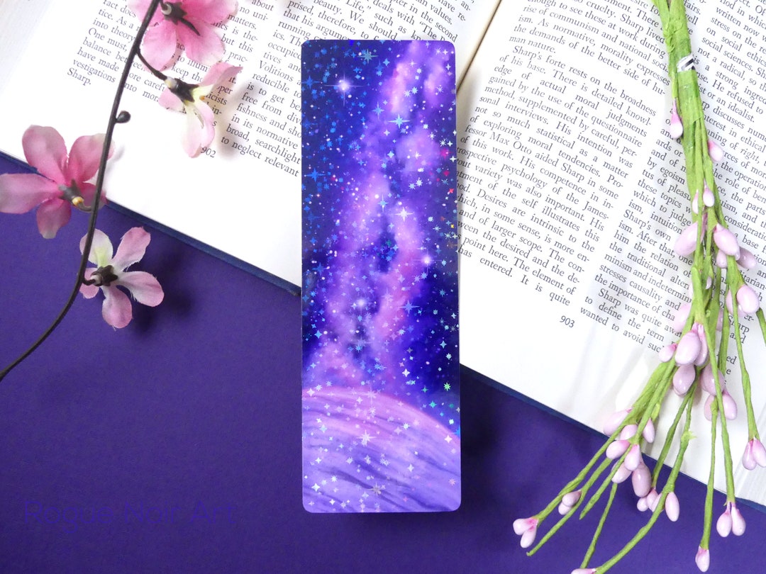 Purple Galaxy Bookmark | Holographic Aesthetic Bookmark | Space ...