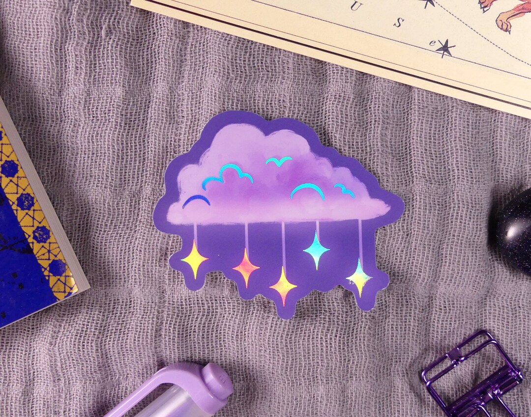 Lofi Cloud Sticker With Holographic Foil | Aesthetic Cloud Stickers ...