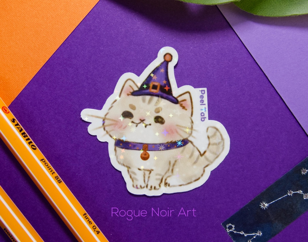 Holographic Halloween Cat Sticker: Spooky Fall Decor - Etsy