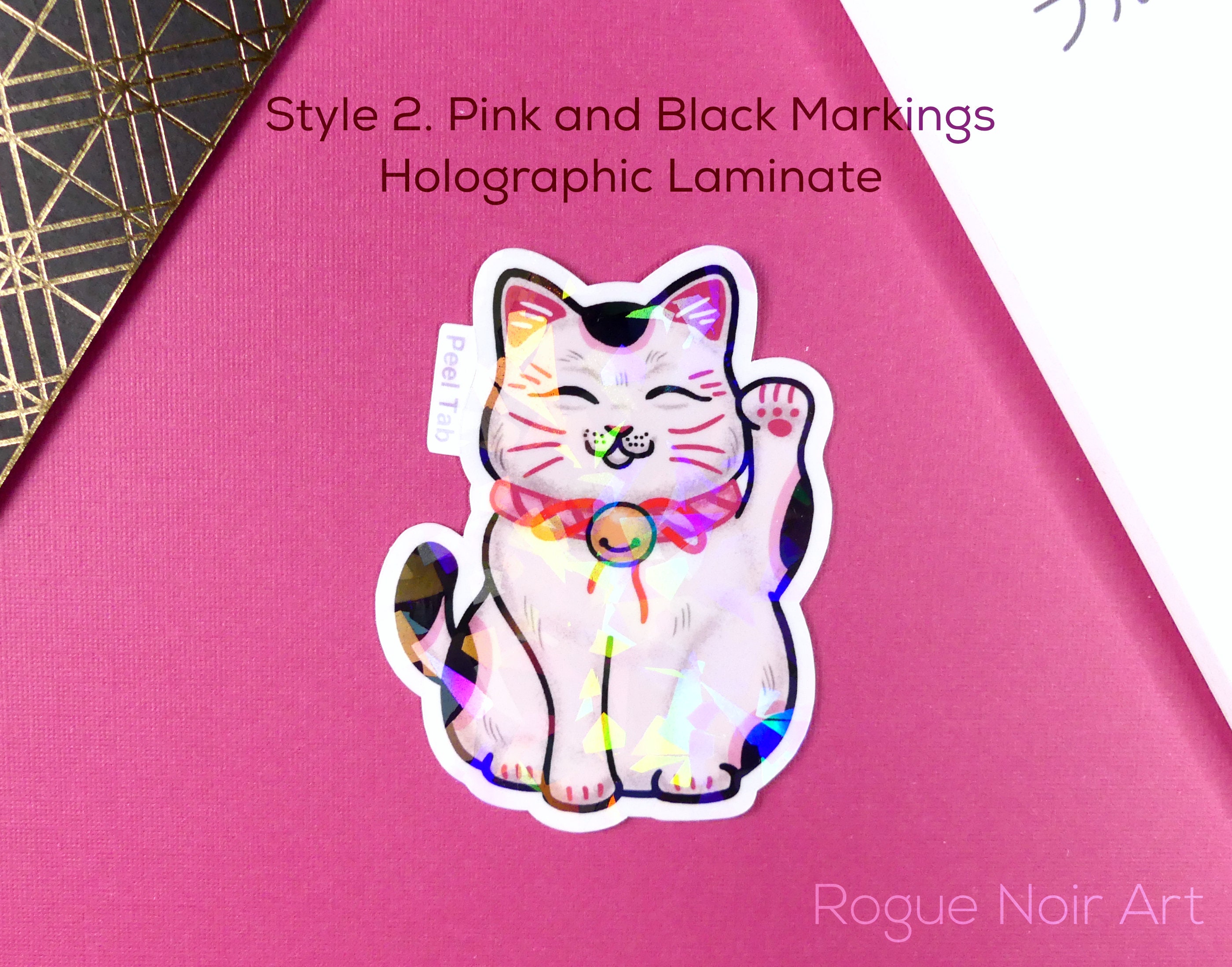 Lucky Cat Sticker Maneki Neko Cute Cat Sticker Glossy or - Etsy