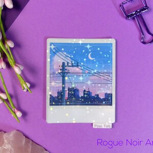 Holographic Aesthetic Sticker: Lofi City | Polaroid Stickers | for ...