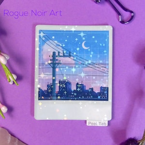 Holographic Aesthetic Sticker: Lofi City | Polaroid Stickers | for ...